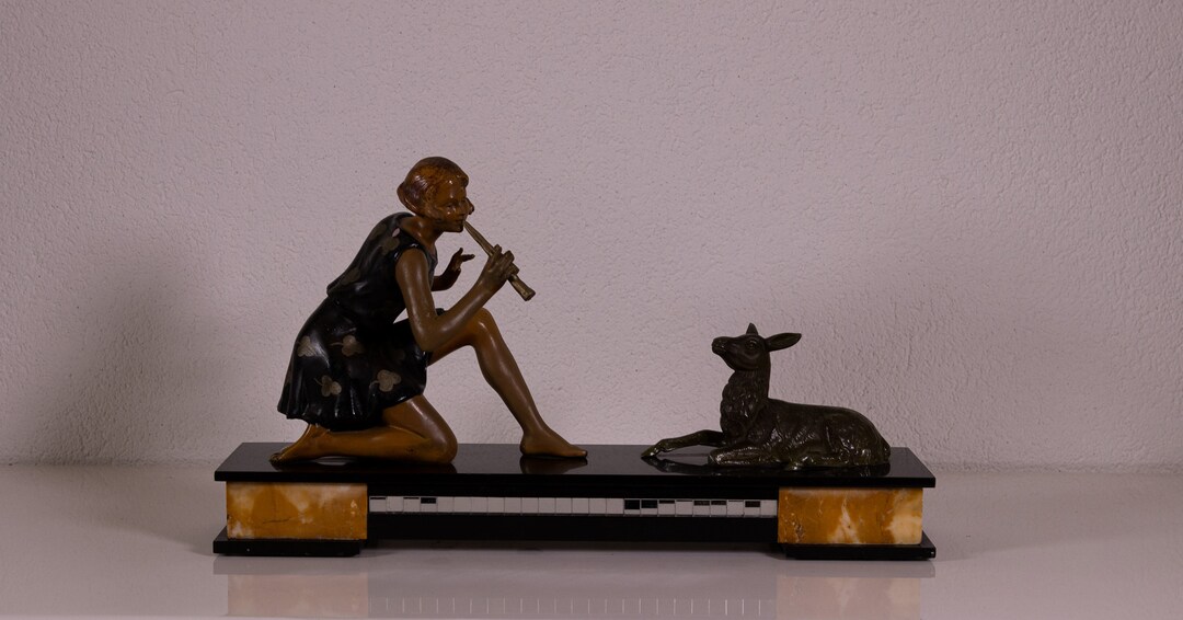 Elegant and Joyful Sculpture Girl With Deer by George Maxim, Famous ...