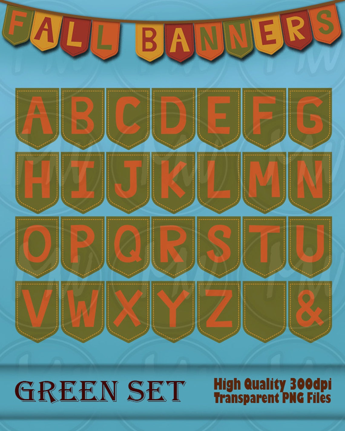 Fall Colors Bunting Banners, Bunting Printable Alphabet, Red, Green ...