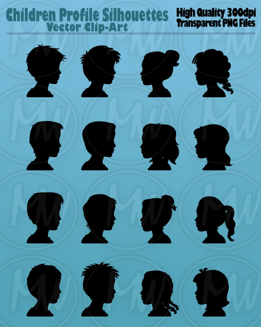 Children Profile Silhouettes, Kids, Boy, Girl, Vector, Art, Child ...