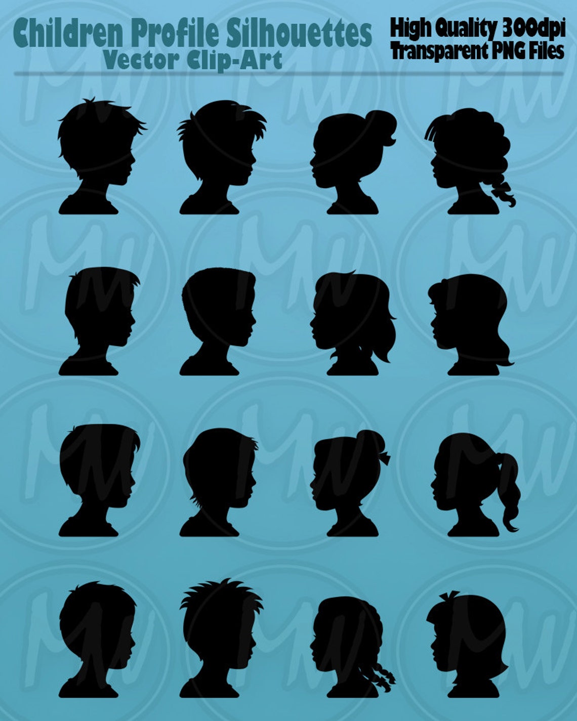 Children Profile Silhouettes, Kids, Boy, Girl, Vector, Art, Child ...