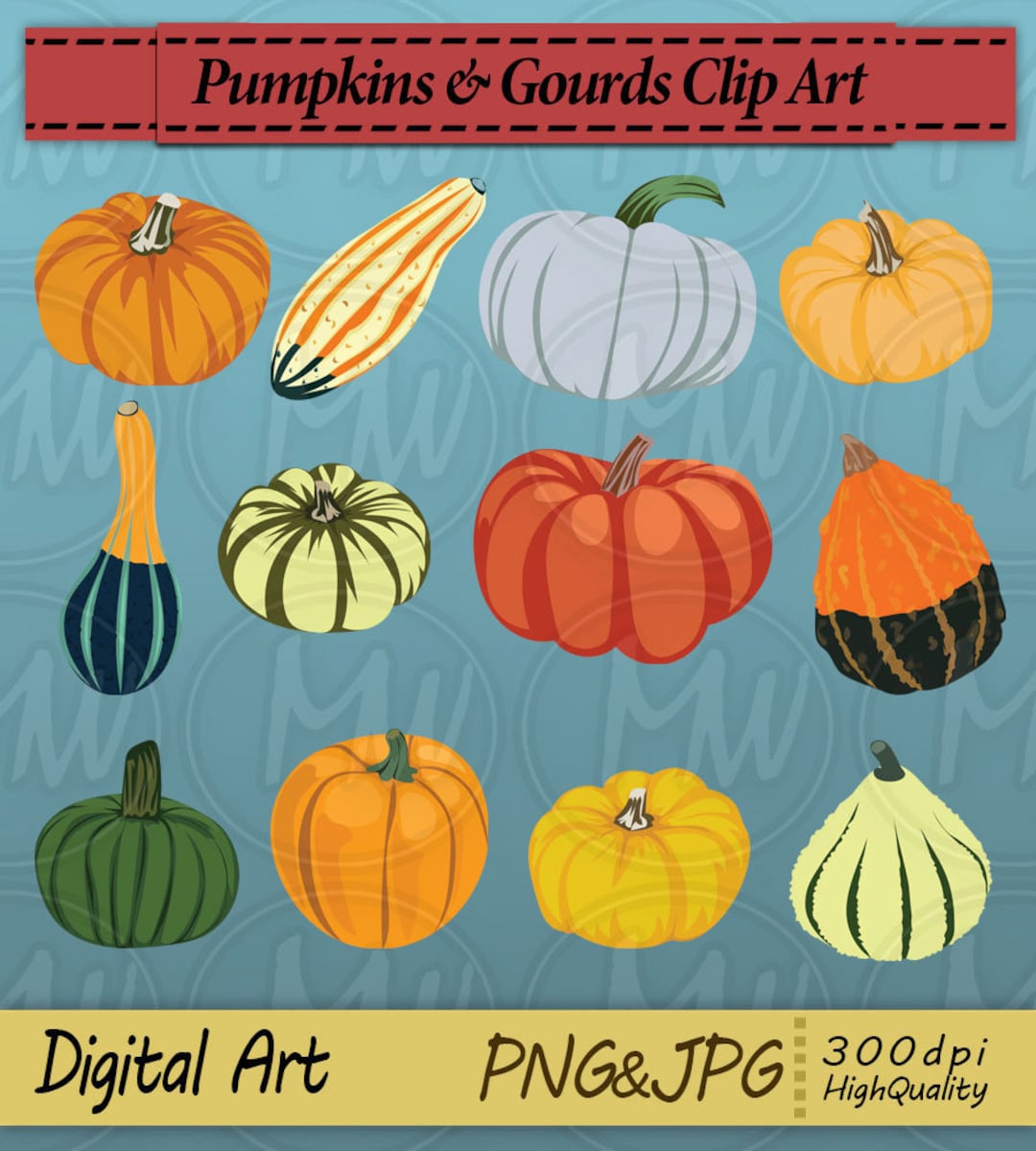 Pumpkin Clipart, Fall Clipart, Autumn Clipart, Digital Clipart, Gourds ...