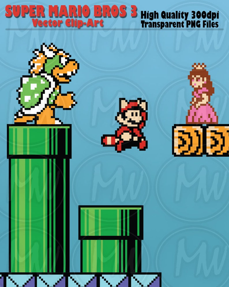 Super Mario Bros 3, Clipart, Mario, Pixels, 8-bit, Vector, Classic ...