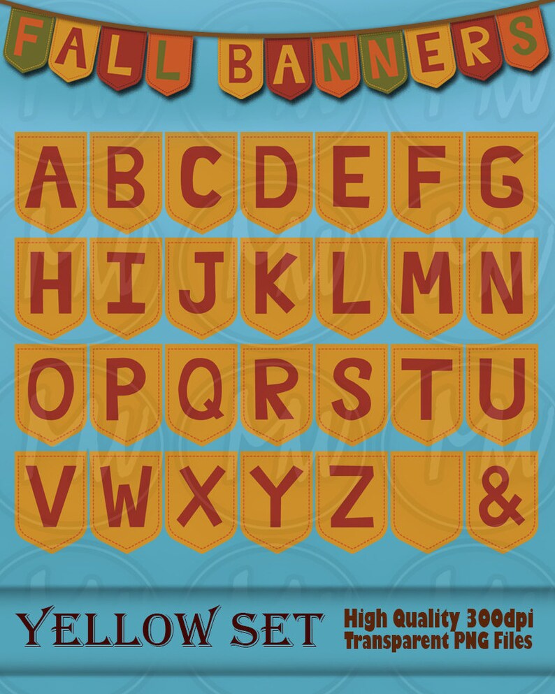 Fall Colors Bunting Banners, Bunting Printable Alphabet, Red, Green ...