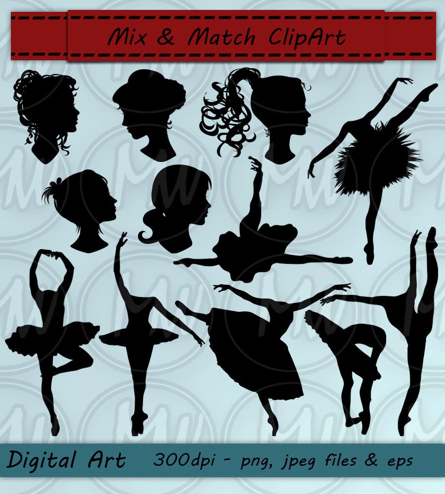 Ballerina, Clipart, Silhouette, Ballet, Dance, Clip Art, Mix, Match ...