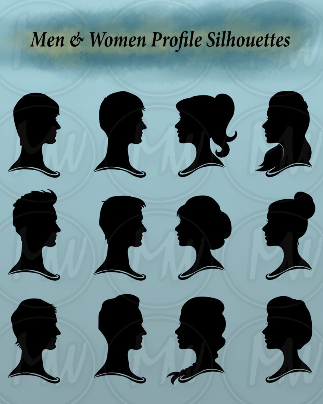 Woman Profile Silhouettes, Men Profile Silhouettes, Vector ...