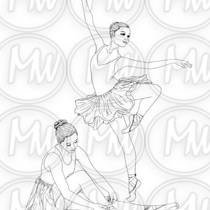 Ballerina, Dance, Printable, Coloring Page, Digital Stamp, Black ...