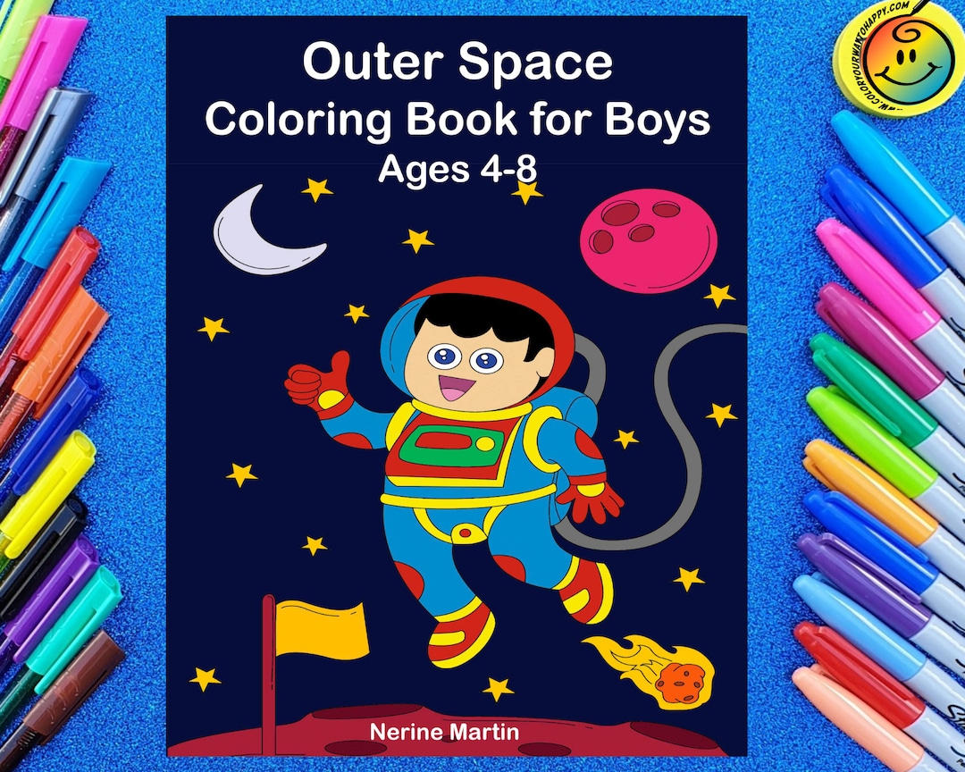 Outer Space Coloring Book for Boys: Blast off Into Space and Color ...