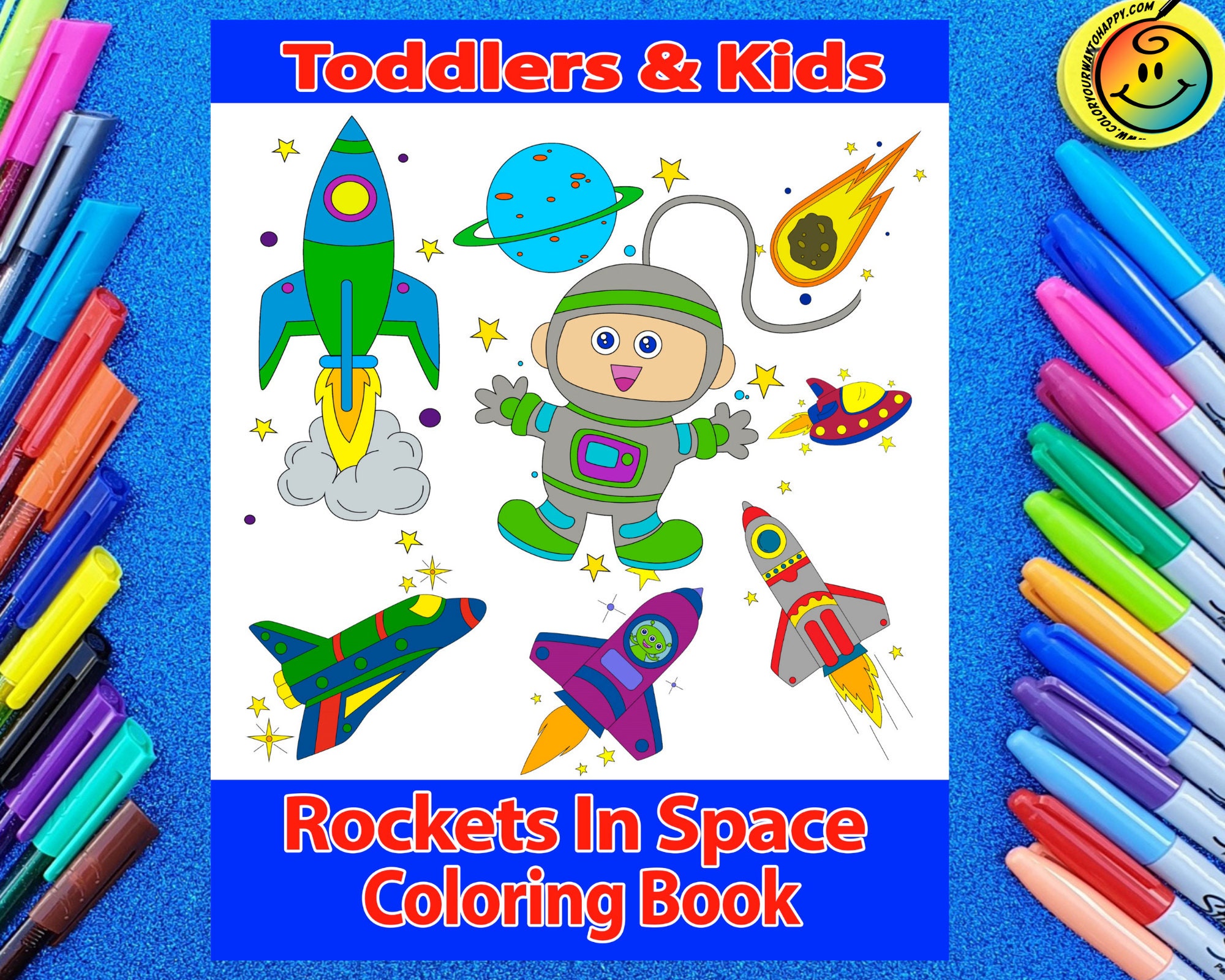 Toddlers & Kids Rockets in Space Coloring Book: Outer Space Book for ...