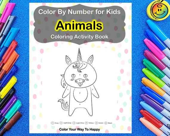 Color by Number for Kids Animals Coloring Activity Book | Etsy