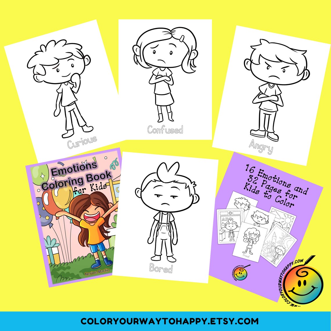 Emotions Coloring Book for Kids 32 Coloring Pages for Kids - Etsy