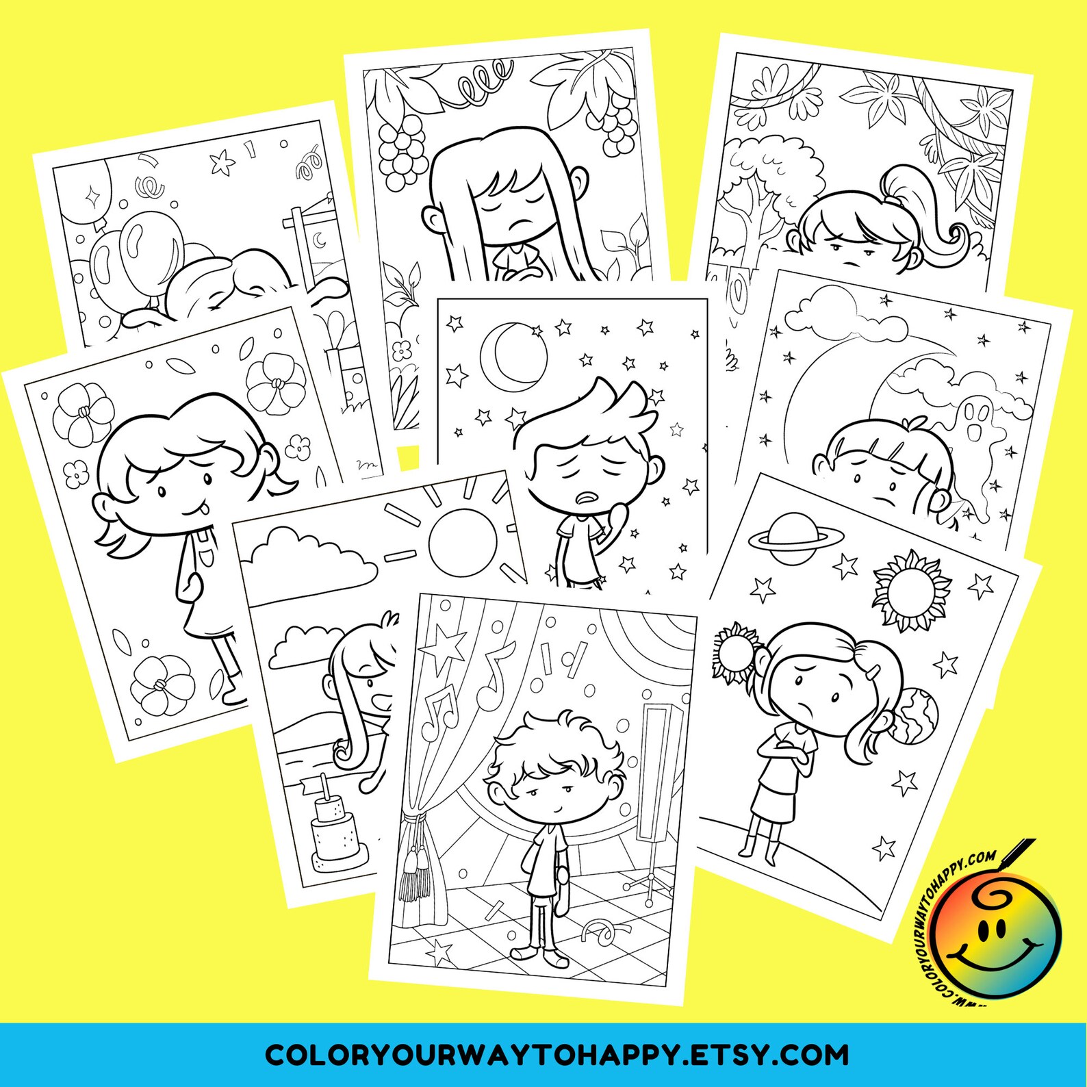 Emotions Coloring Book for Kids | 32 Coloring Pages for Kids to Learn ...