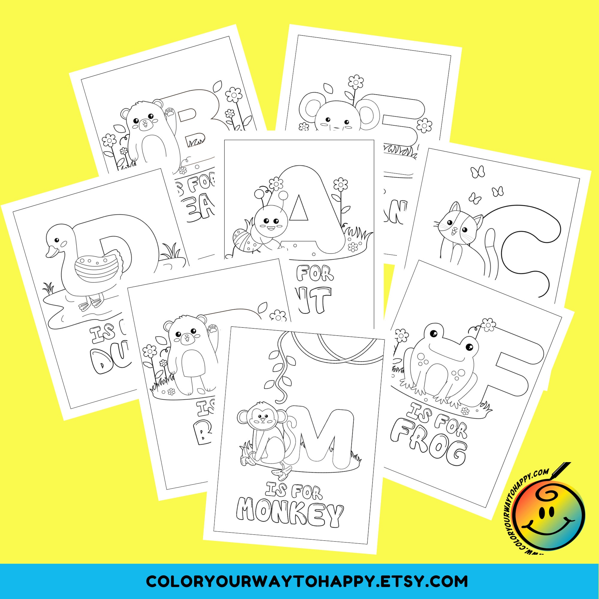 Toddlers & Kids Animal Alphabet Coloring Book for Ages 2-5: - Etsy