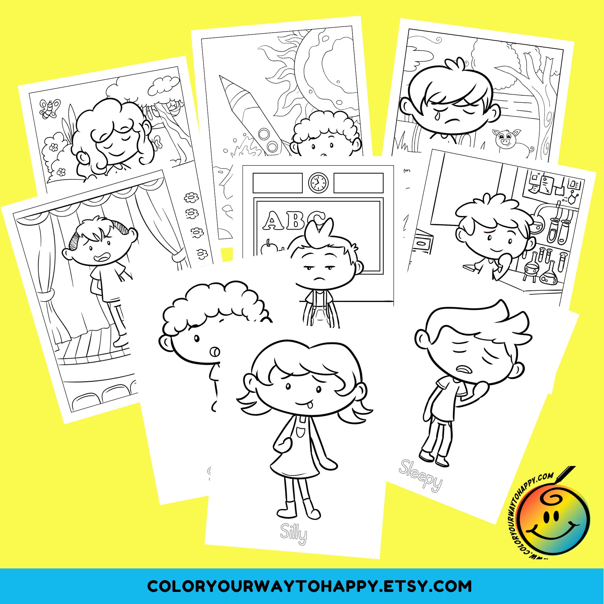 Emotions Coloring Book for Kids 32 Coloring Pages for Kids - Etsy Australia