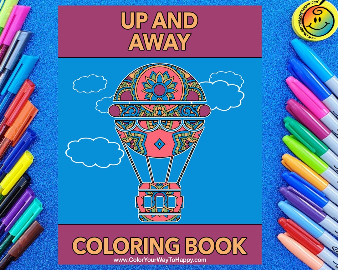 Up and Away Hot Air Balloon Coloring Book - Etsy