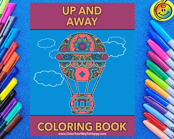 Up and Away Hot Air Balloon Coloring Book | Etsy