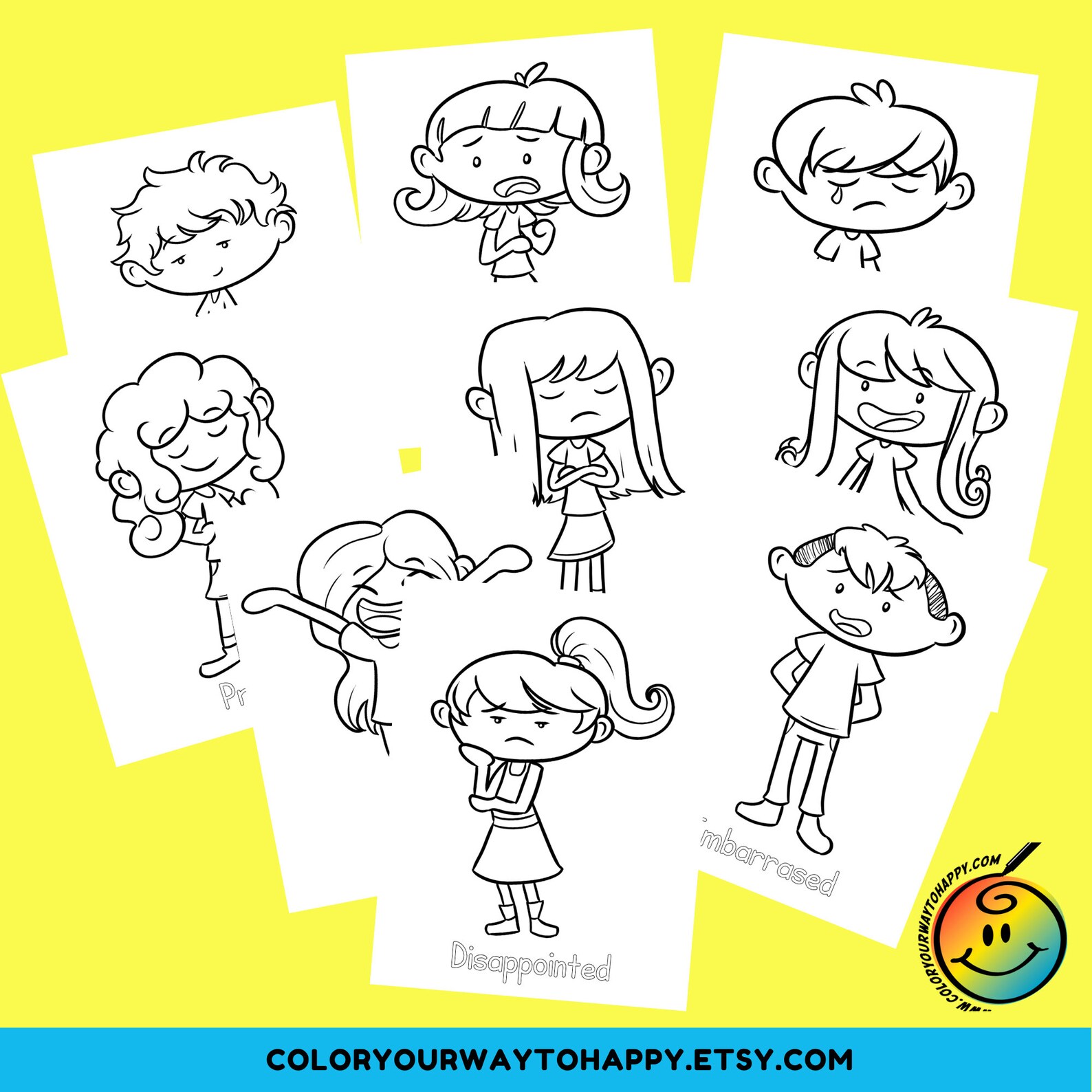 Emotions Coloring Book for Kids 32 Coloring Pages for Kids - Etsy Australia