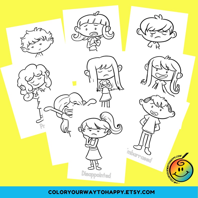Emotions Coloring Book for Kids 32 Coloring Pages for Kids - Etsy