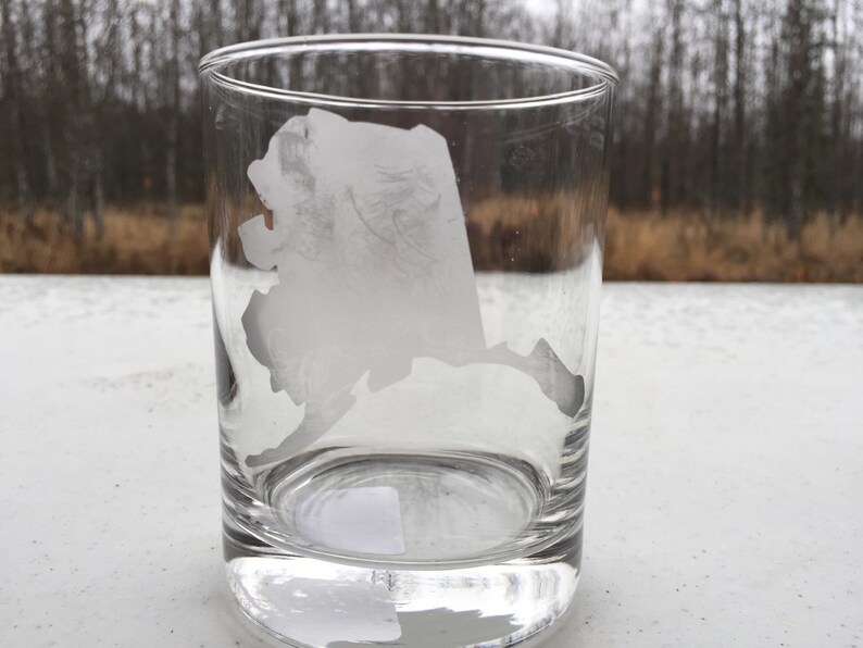 Etched Whiskey Glasses Alaska Theme Set Of 4 State Of Etsy