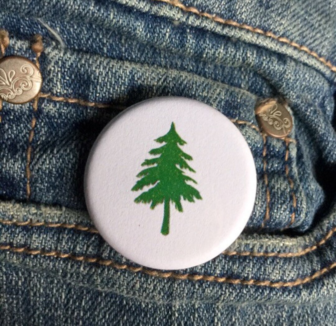 Green Tree Button or Magnet 1.25 Inches Environmental - Etsy