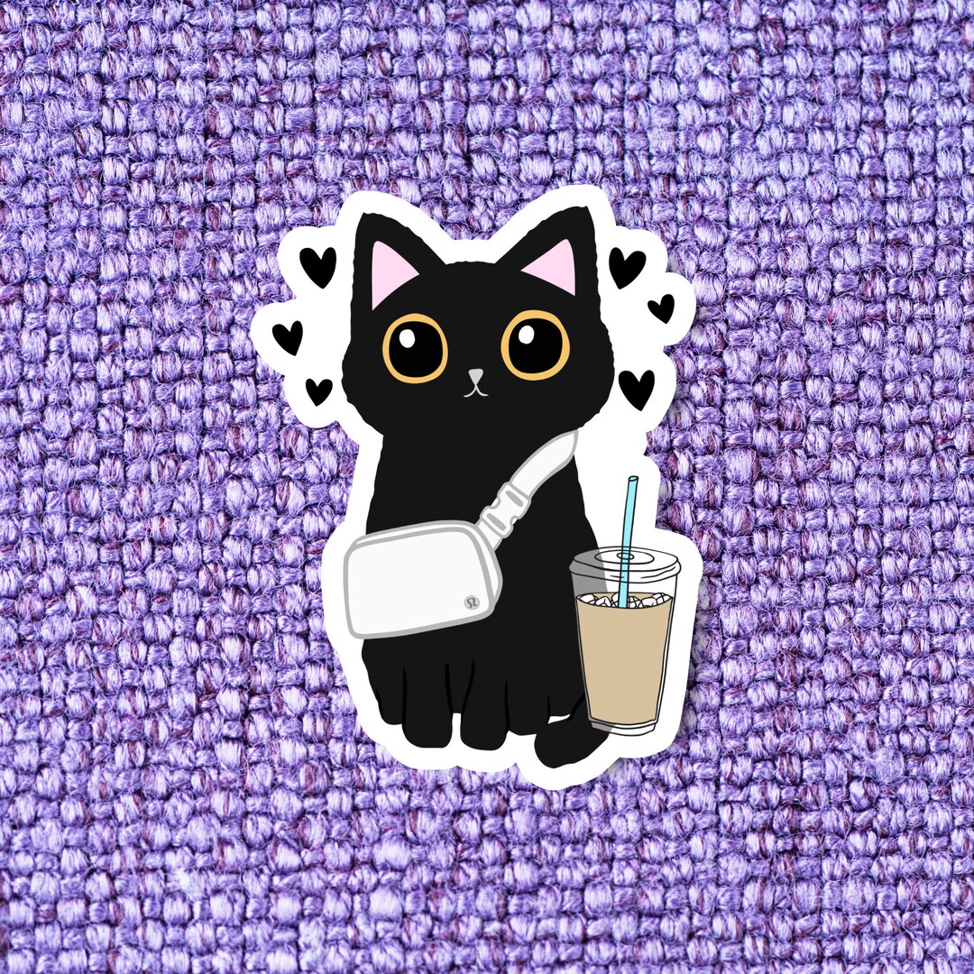 Black Cat Sticker, Funny Cat Sticker, Laptop Sticker, Cat With Iced ...