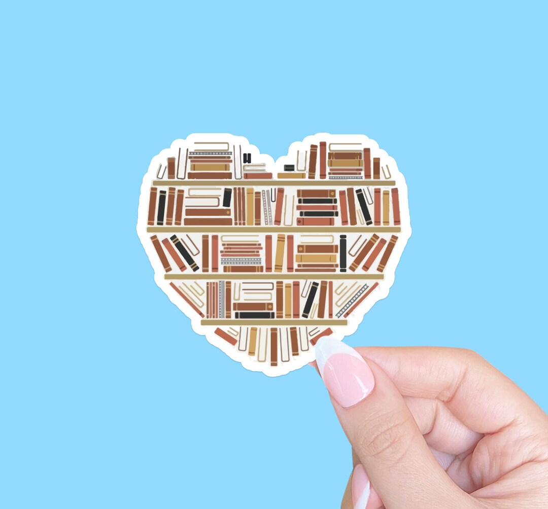 Heart-shaped Library Sticker, Book Nerd Sticker, Book Club, Tablet ...