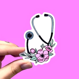 Floral Stethoscope, Stethoscope Sticker, Medical Sticker, Sticker for ...