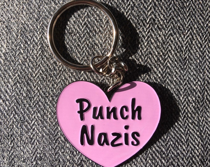Punch Nazis Keychain, Anti-nazi Keychain, Anti-fascist Keychain, Anti ...