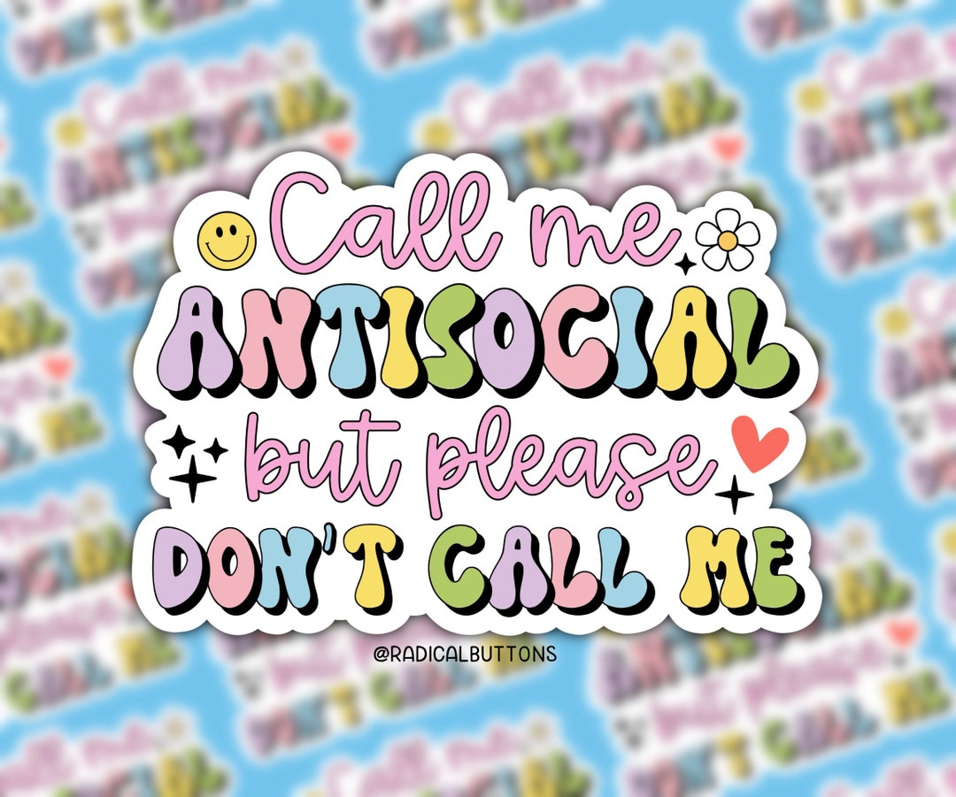 Antisocial Sticker Introvert Sticker Groovy Sticker Trendy - Etsy