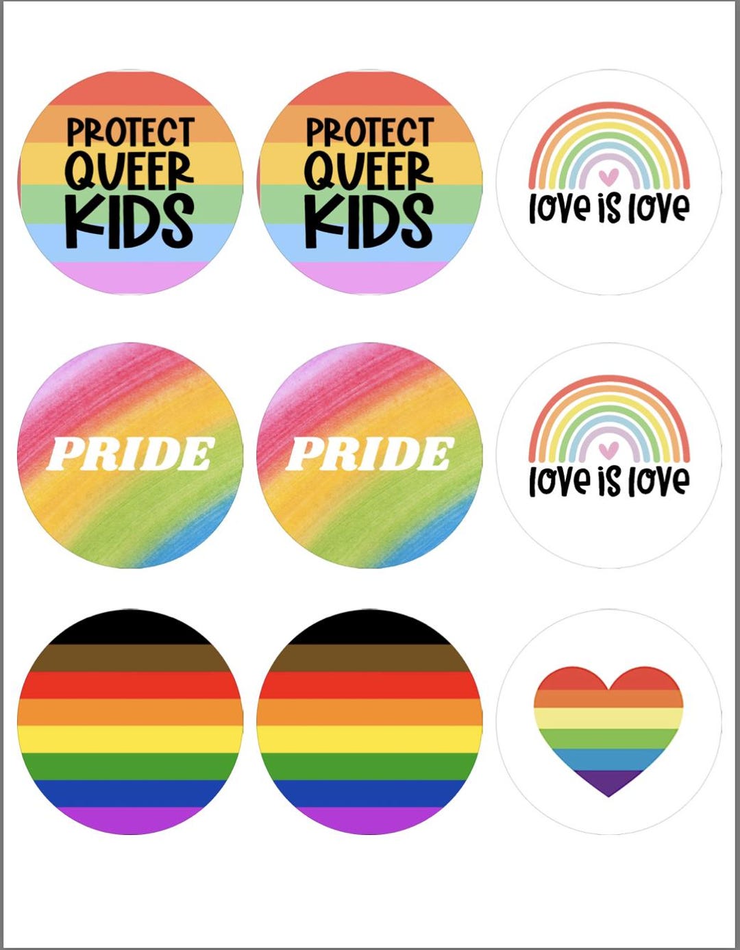 Pride Buttons Template for 2.25" Buttons (5 Designs) - Digital Download ...