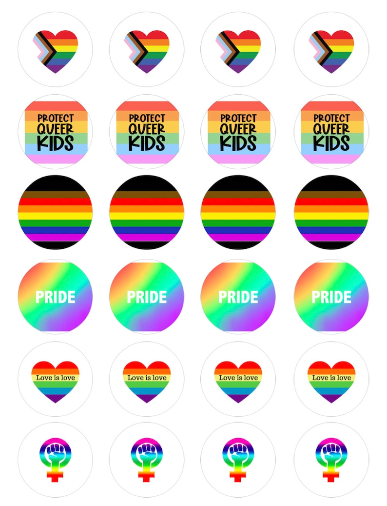 Pride Buttons Template for 1.25" Buttons (6 Designs) - Digital Download ...