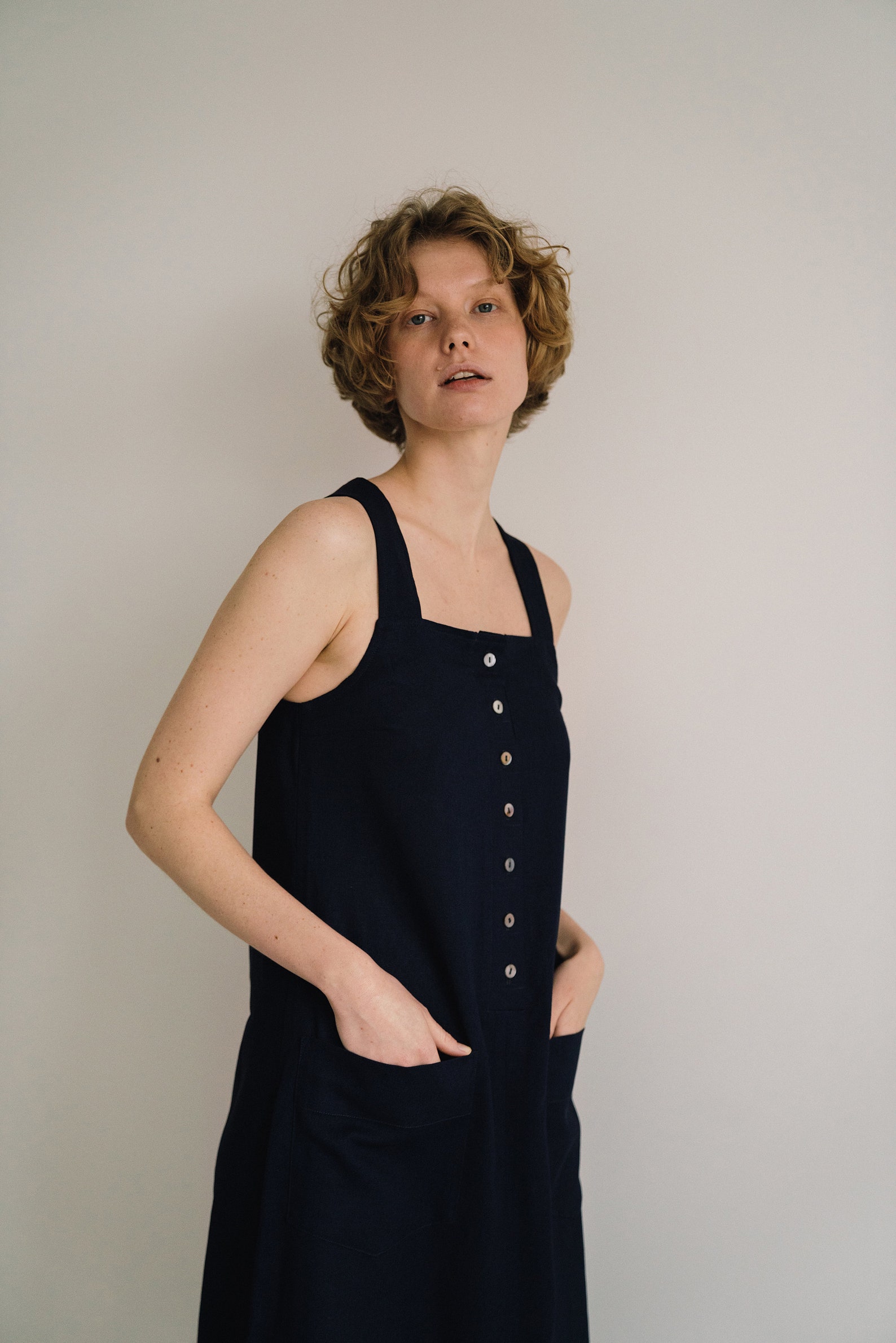 Linen Pinafore dresses / Black linen pinafore dress / Navy | Etsy