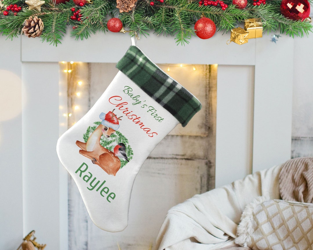 Baby 1st Christmas Stocking, Babys First Christmas Stocking Custom Name ...