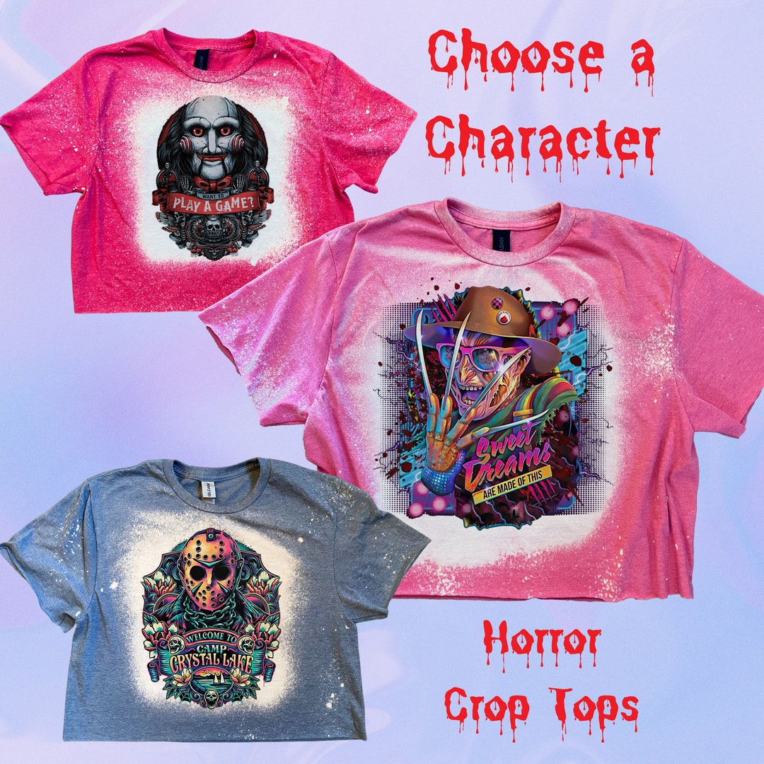 Halloween Crop Top, Horror Crop Top, Horror Movie Characters Shirt Crop ...