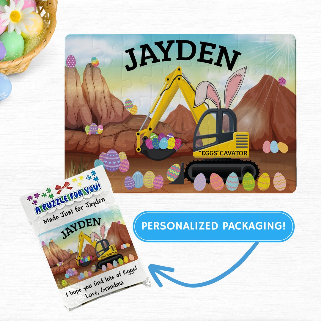 Construction Easter Puzzle With Name, Personalized Easter Basket Filler ...
