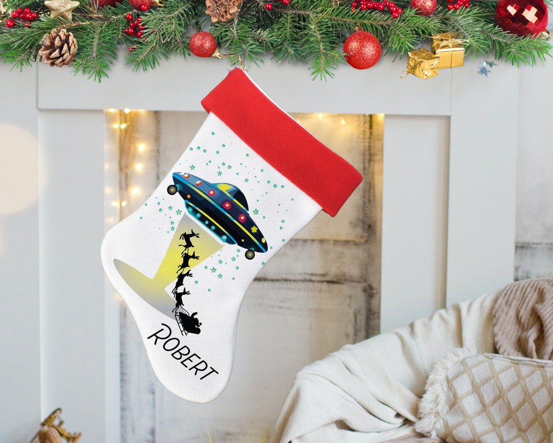 UFO Personalized Christmas Stocking for Men, Stocking for Boys, Funny ...