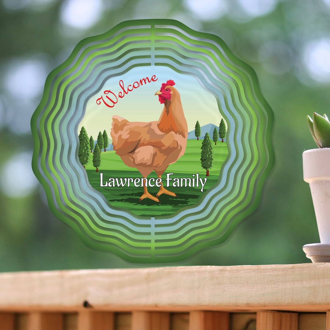 Wind Spinner Outdoors, Chicken Welcome Sign, Hen Garden Decor Metal ...