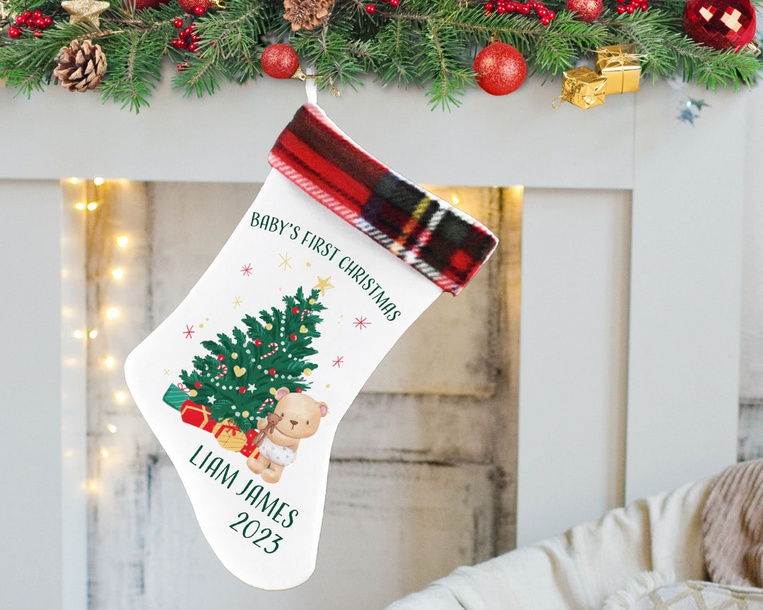 Baby's First Christmas Stocking, Baby Bear Christmas Stocking, Kids ...