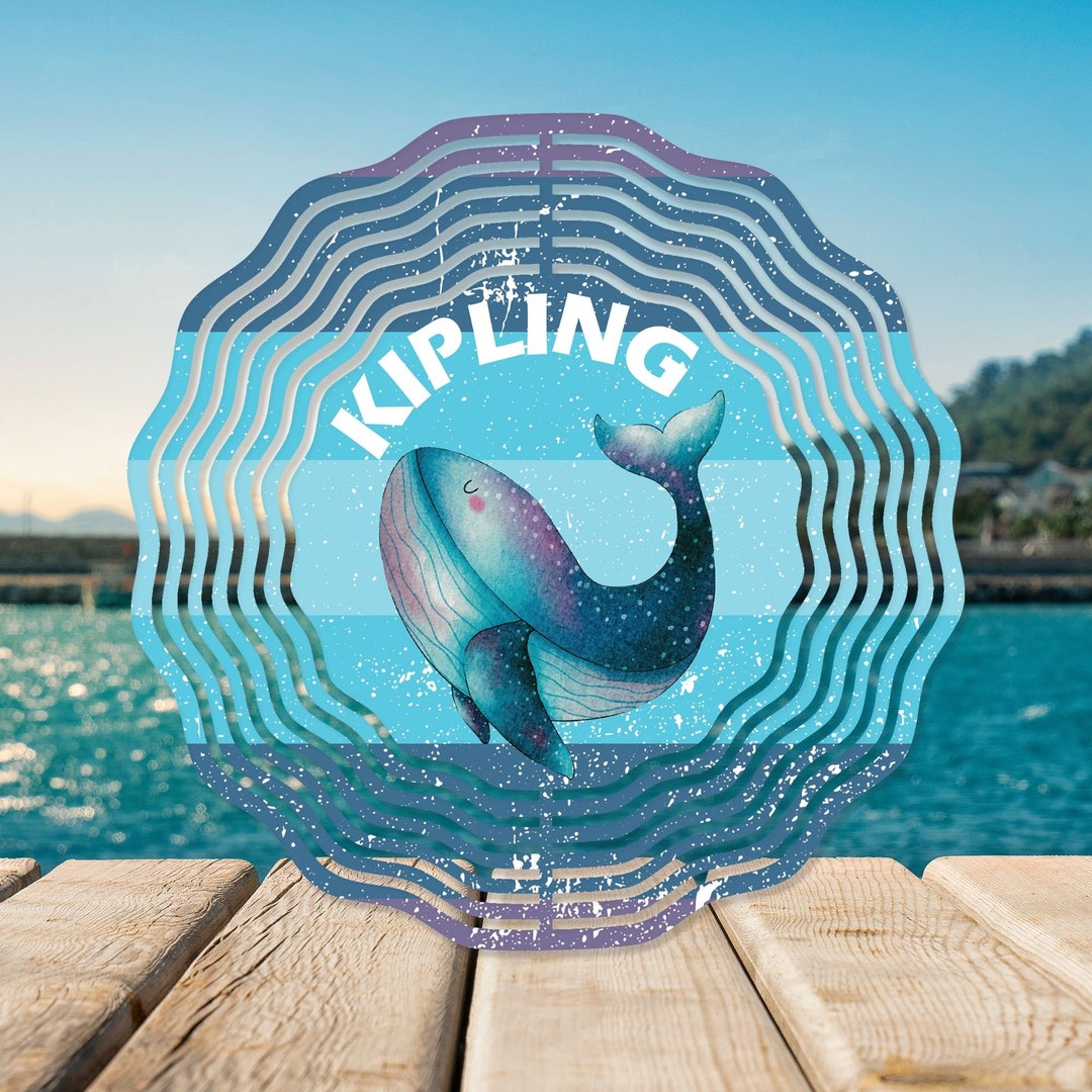 Wind Spinner Outdoors Blue Whale Beach Gift, Custom Outside Decor Metal ...