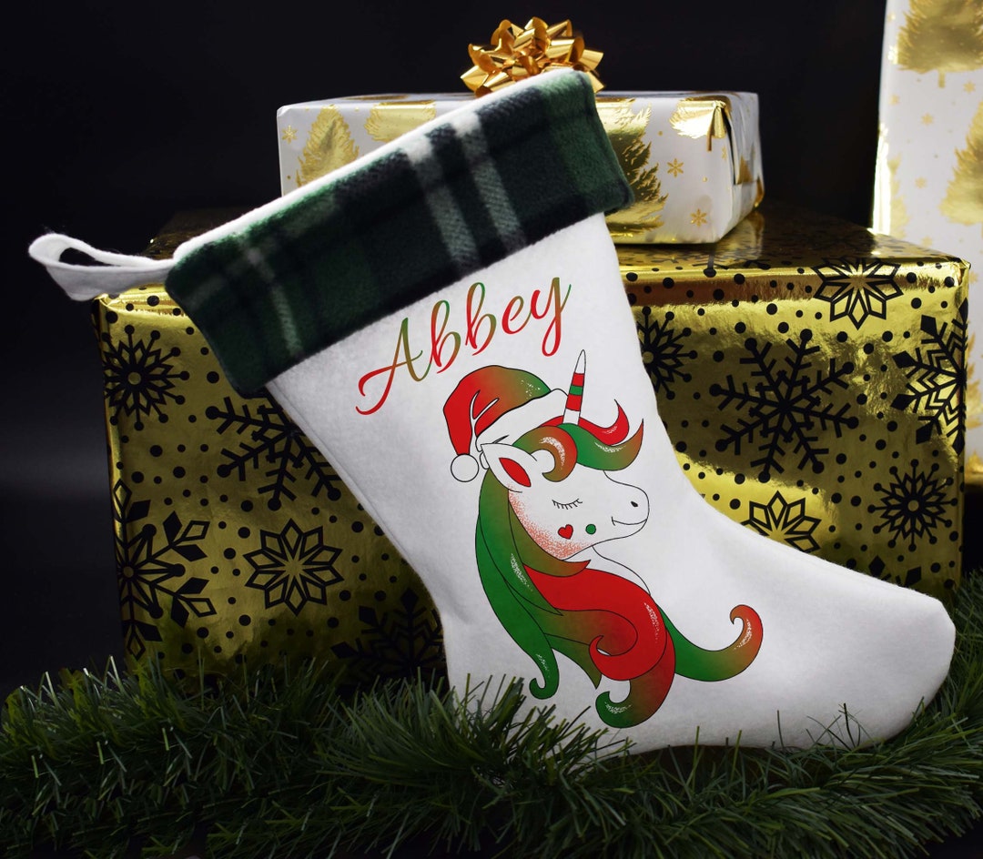 Unicorn Christmas Stocking for Kids, Personalized Christmas Stocking ...