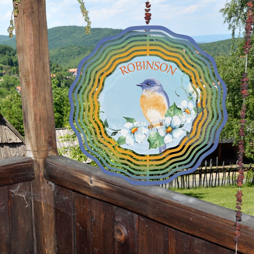 Bird Wind Spinner, Personalized Home Sign, Last Name Sign, Family Home ...