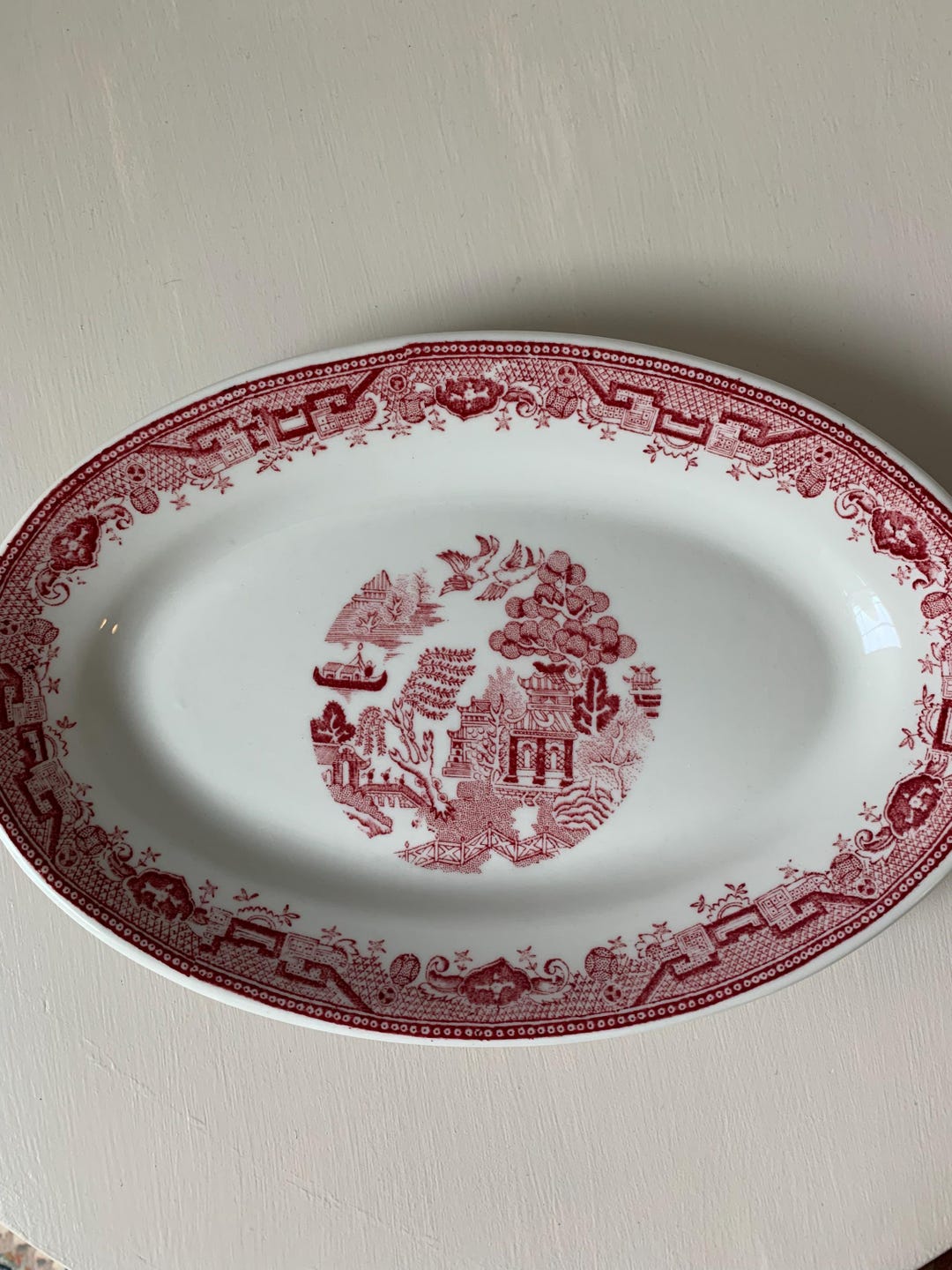 Pair Jackson China Red Willow Pattern Cook's Hotel Supply Platters ...