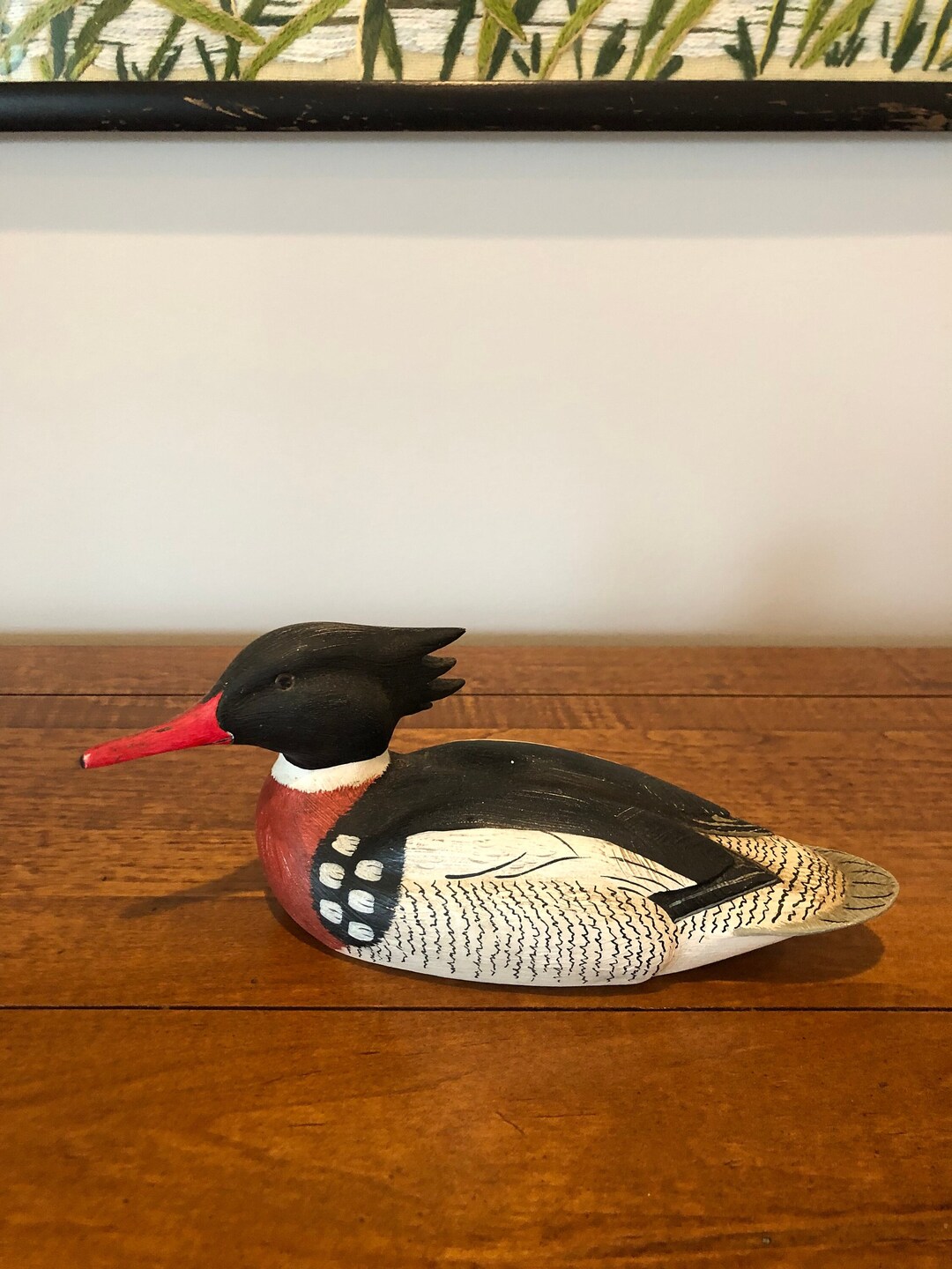 Signed Hand Painted Wood Duck Decoy Red Breasted Merganser Drake - Etsy