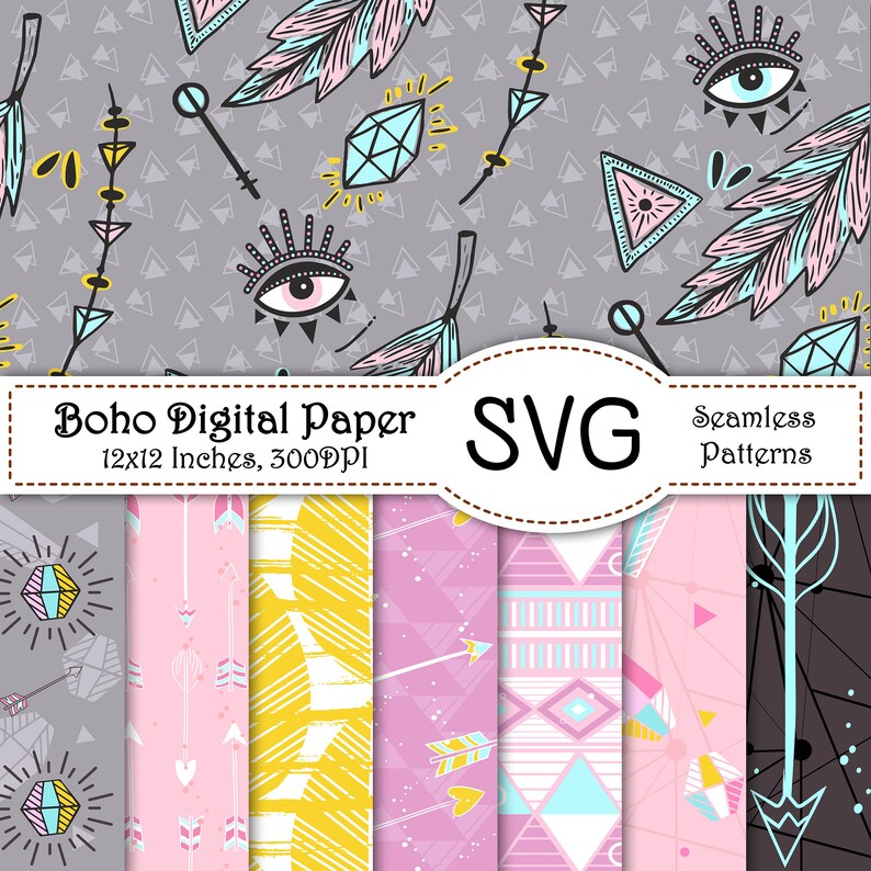 Bohemian Digital Paper Boho Paper Digital Paper Instant | Etsy