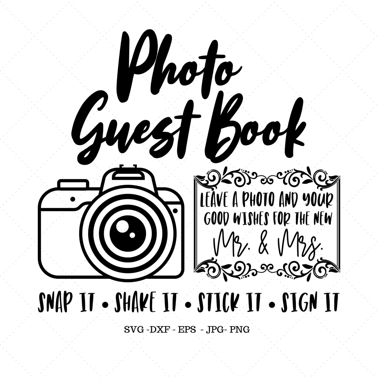 Guest Book Wedding Svg for the Mr and Mrs Wedding Sign | Etsy