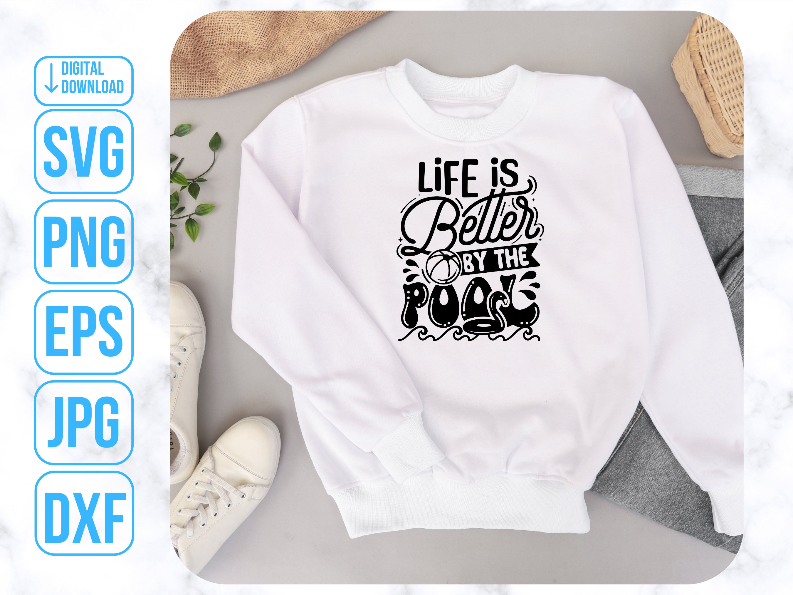 Swimming Pool Svg, at the Pool Svg, Pool House Decor, Family Pool ...