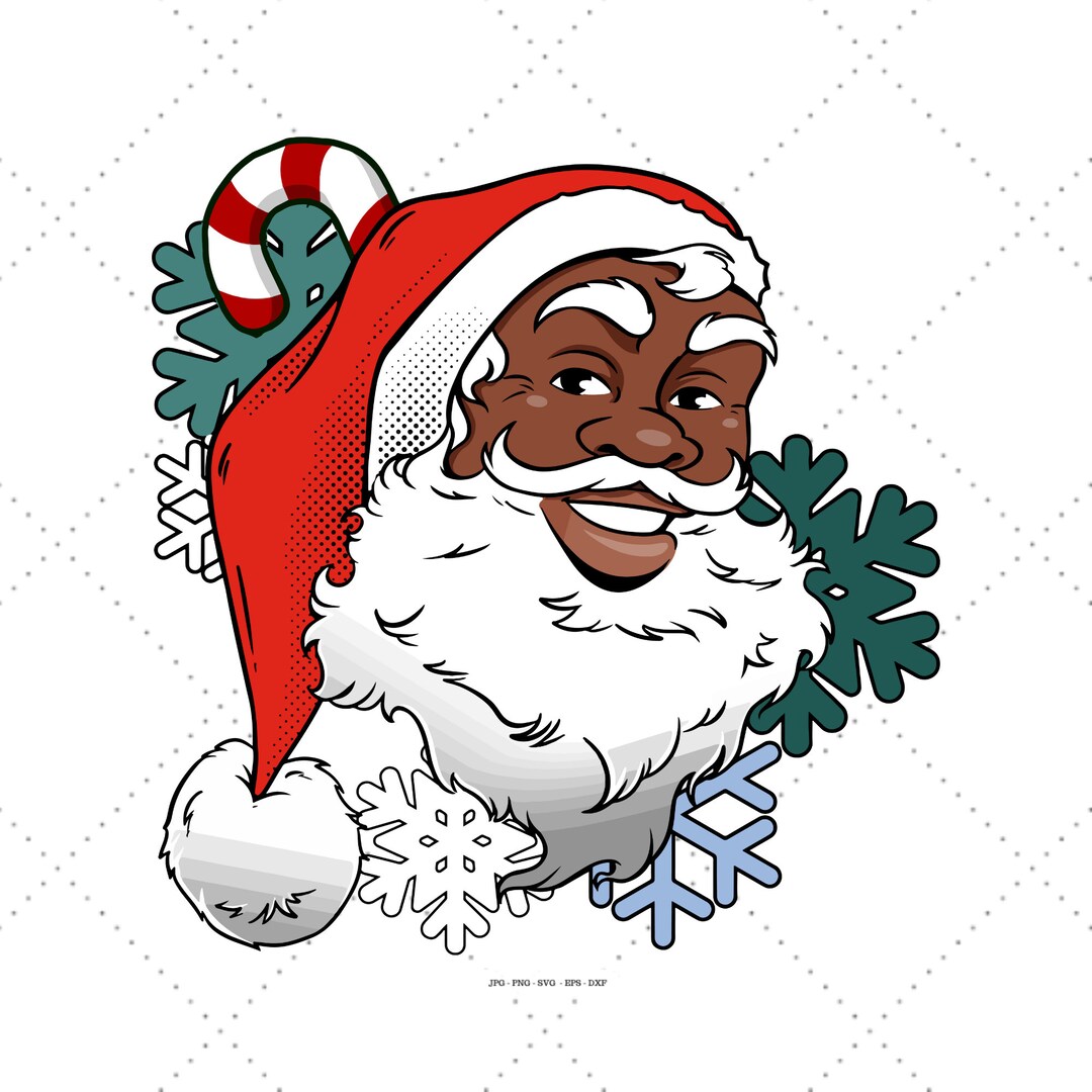 Black Santa Xmas Svg, Vintage Santa Svg, Xmas Santa Png, Santa Clipart ...