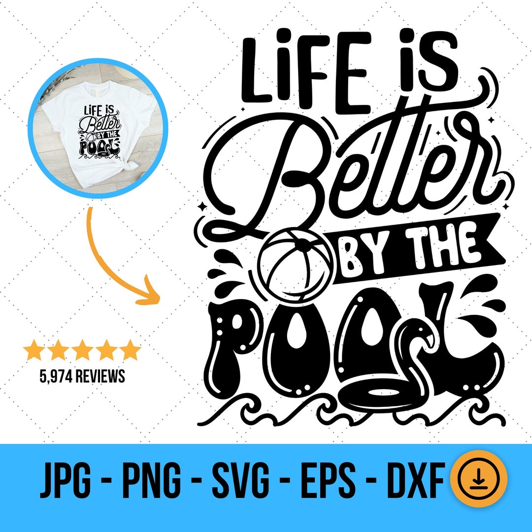 Swimming Pool Svg, at the Pool Svg, Pool House Decor, Family Pool ...