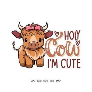 Holy Cow, Farm Birthday Svg, Cow Baby Shower, Highland Cow Svg - Etsy