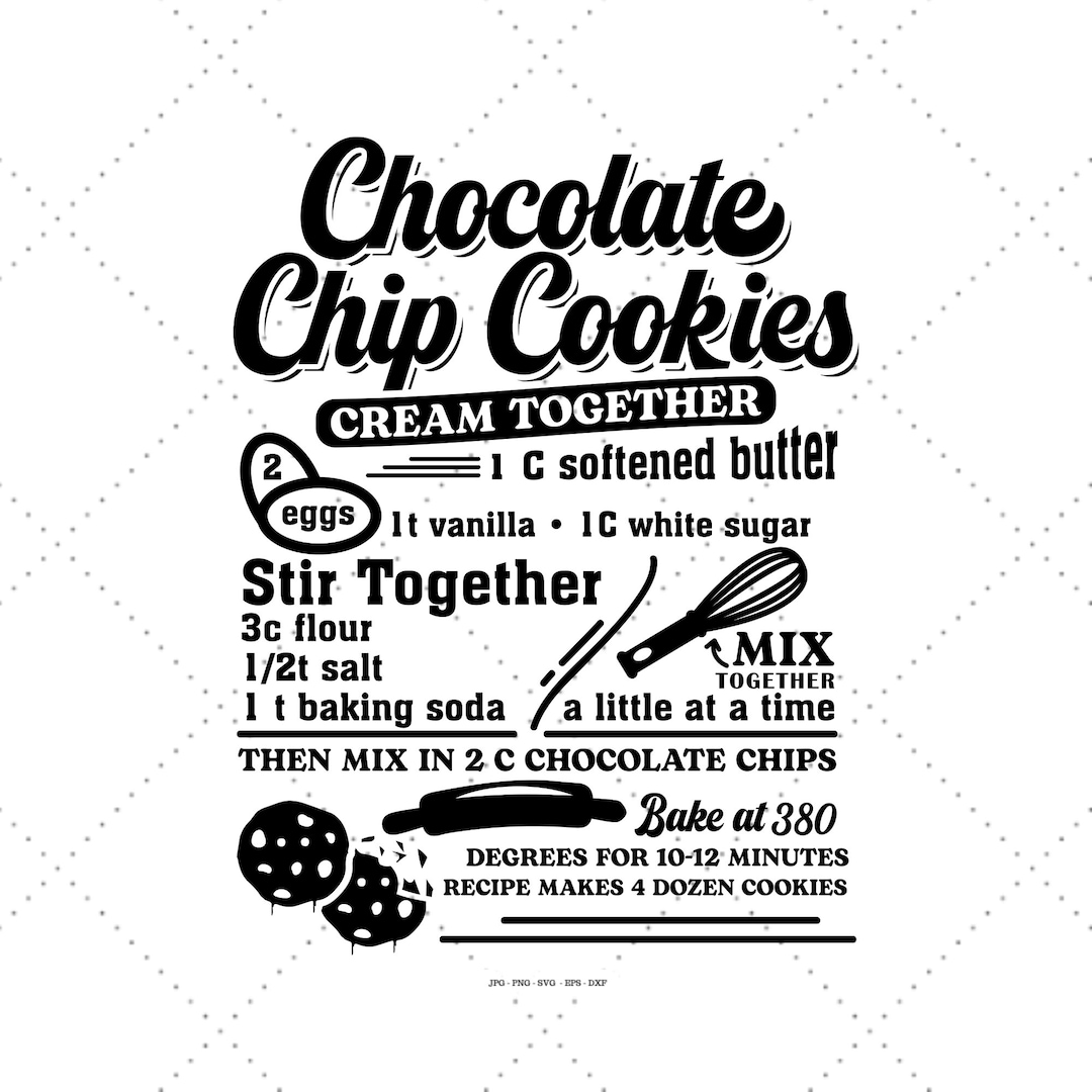 Chocolate Chip, Cookie Svg, Farmhouse Decor Svg, Baking Svg, Word Art ...