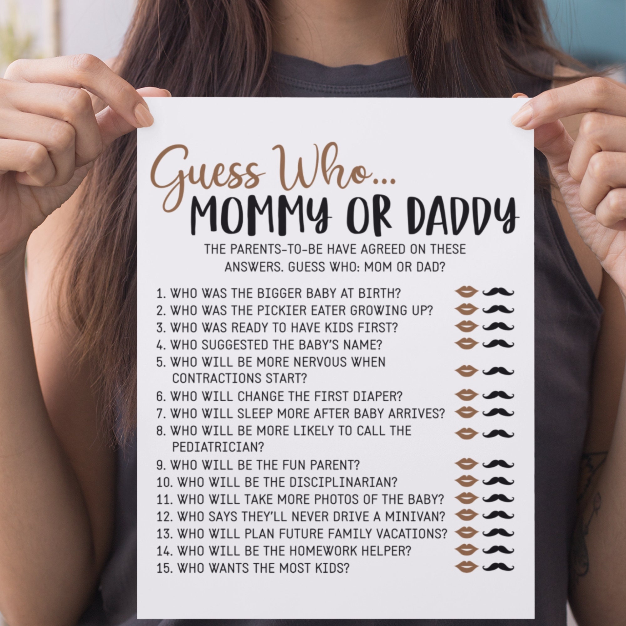 Printable Baby Game, Mommy or Daddy, Mom or Dad Game, Guess Who Baby ...